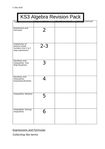 KS3 Algebra Question Pack (with answers) | Teaching Resources