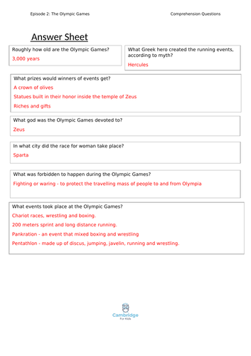 Ancient Olympic Games | Distance Learning | Audio & Comprehension ...