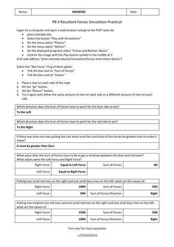 KS4 GCSE Physics AQA P8 3 Resultant Forces Lesson Bundle | Teaching ...