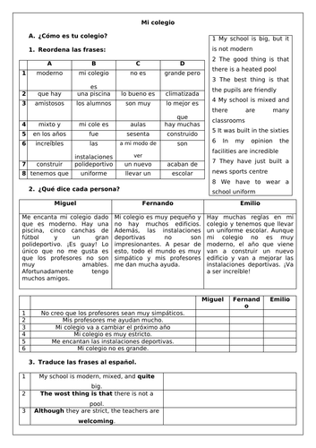 Spanish Mi Colegio / School Booklet | Teaching Resources