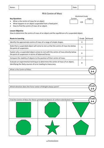 KS4 GCSE Physics AQA P8 6 Centre of Mass Lesson Bundle | Teaching Resources
