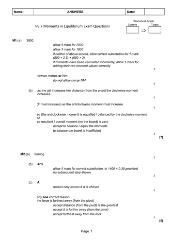 KS4 GCSE Physics AQA P8 7 Moments and Equilibrium (P) Lesson Bundle ...