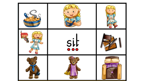 Goldilocks and the Three Bears - CVC 8 picture to word match ...