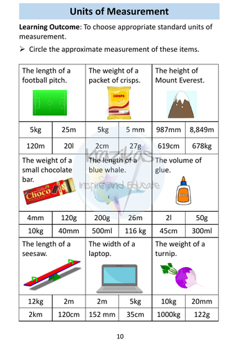 Measure - AQA Entry Level 2 Maths Workbook | Teaching Resources