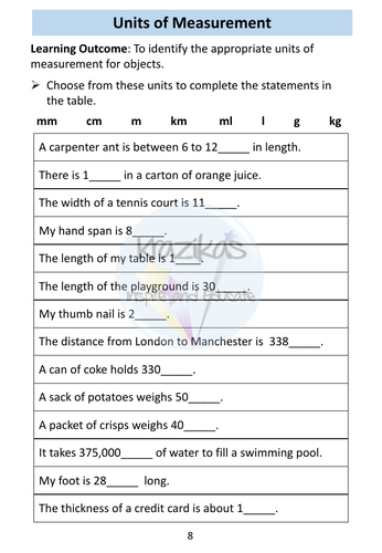 Measure - AQA Entry Level 2 Maths Workbook | Teaching Resources