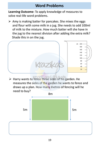 Measure - AQA Entry Level 2 Maths Workbook | Teaching Resources