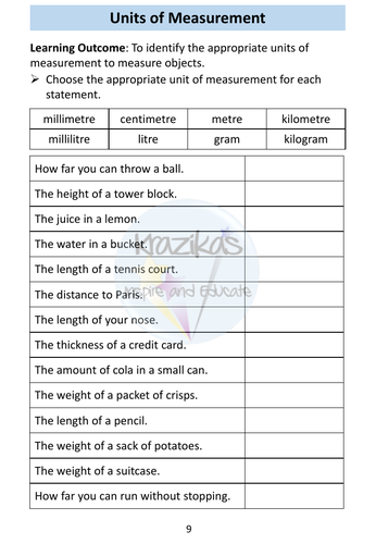 Measure - AQA Entry Level 2 Maths Workbook | Teaching Resources