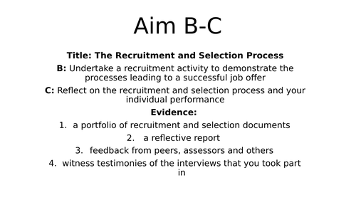 BTEC Business Level 3 - Unit 8 Recruitment & Selection Process ...