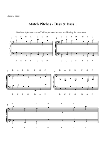 Music Theory: Pitch Drills Worksheet Bundle (14) with Answer Sheets ...