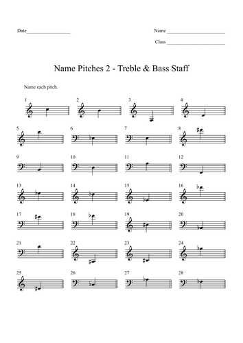 Music Theory: Pitch Drills Worksheet Bundle (14) with Answer Sheets ...