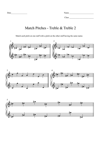 Music Theory: Pitch Drills Worksheet Bundle (14) with Answer Sheets ...
