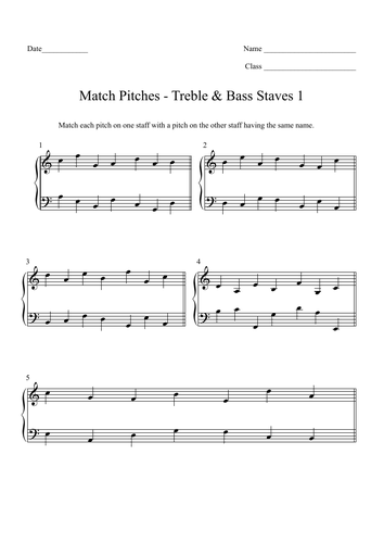 Music Theory: Pitch Drills Worksheet Bundle (14) with Answer Sheets ...