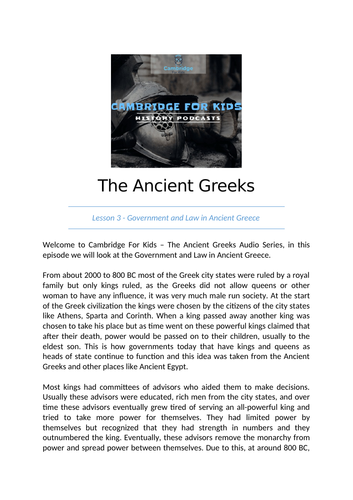 Ancient Greek Government | Distance Learning | Audio & Comprehension ...
