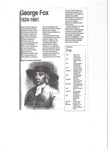 George Fox (1624-1691) and the Quakers | Teaching Resources