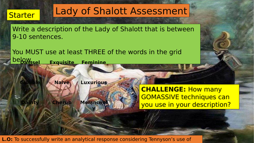 KS3 (7/8/9) The Lady of Shalott Final Assessment | Teaching Resources