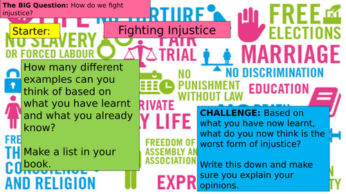 KS3 (7/8/9) Writing a speech against injustice | Teaching Resources