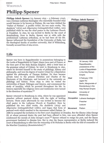 Philipp Jakob Spener (1635-1705) and Pietism | Teaching Resources