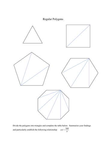 Regular polygons - investigation with Solutions | Teaching Resources