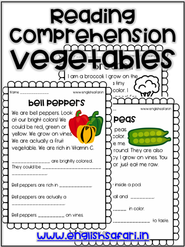 Reading Comprehension - vegetables | Teaching Resources