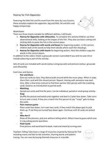 Hooray for Fish Opposites | Teaching Resources