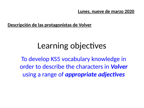 Volver-Pack of 20 lessons | Teaching Resources