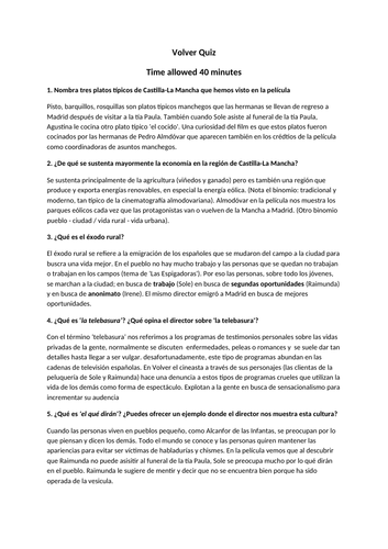 Volver-Pack of 20 lessons | Teaching Resources