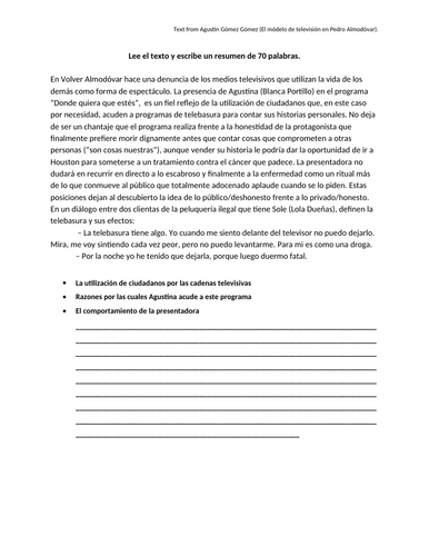 Volver-Pack of 20 lessons | Teaching Resources