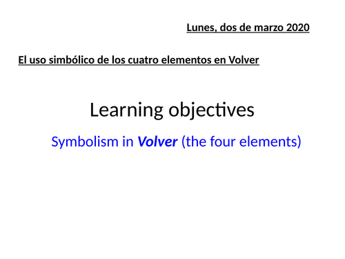 Volver-Pack of 20 lessons | Teaching Resources