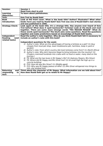 Guided Reading Esio Trot | Teaching Resources