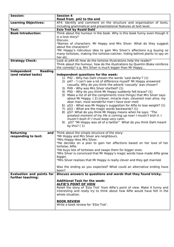 Guided Reading Esio Trot | Teaching Resources