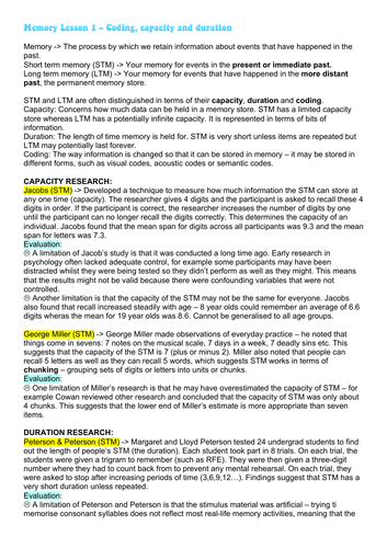 AQA A Level Psychology - Memory bundle | Teaching Resources