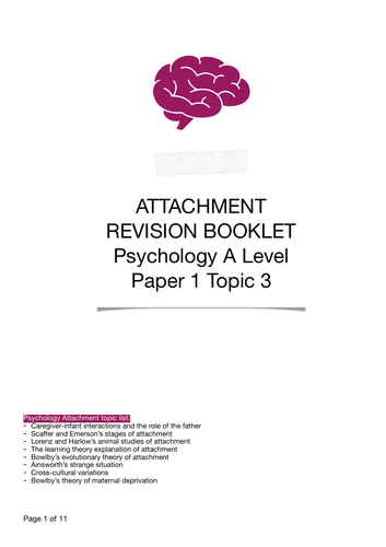 AQA A Level Psychology - Attachment bundle | Teaching Resources