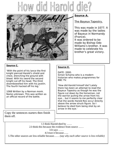 How did Harold die at the Battle of Hastings? | Teaching Resources