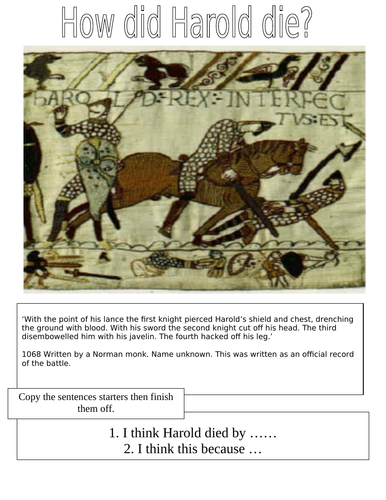 How did Harold die at the Battle of Hastings? | Teaching Resources