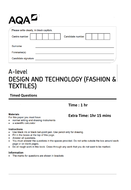 AQA A Level Fashion & Textiles Timed Exam Questions | Teaching Resources