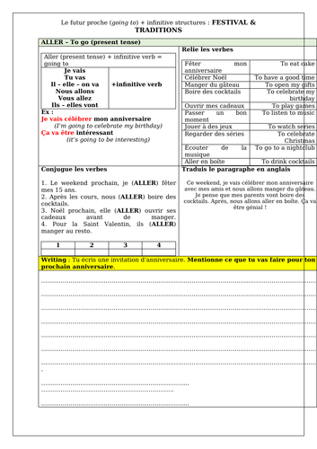 French near future tense - festivals and traditions | Teaching Resources