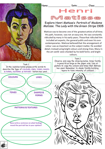 Henri Matisse Worksheet | Teaching Resources