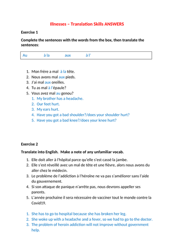GCSE French translation skills worksheet bundle | Teaching Resources