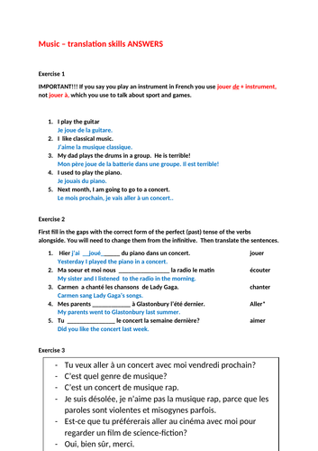 GCSE French translation skills worksheet bundle | Teaching Resources
