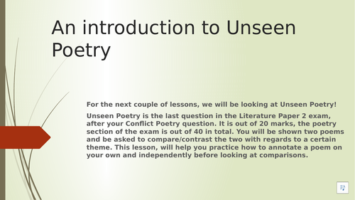 Unseen Poetry - IF | Teaching Resources