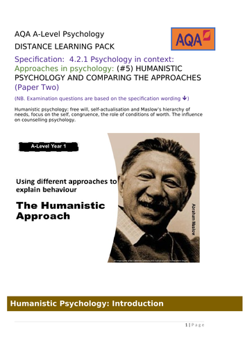 AQA A-Level Psychology: Approaches, Distance Learning Pack, Full Module ...