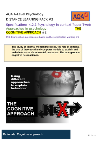 AQA A-Level Psychology: Approaches, Distance Learning Pack, Full Module ...