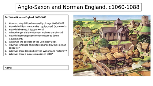 Complete Unit of work for Edexcel GCSE unit Anglo-Saxon & Normans c ...