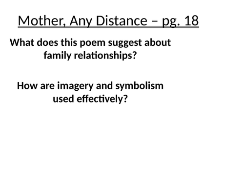'Mother, Any Distance' Omniguide | Teaching Resources
