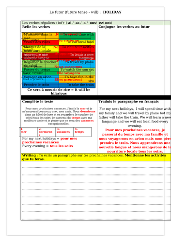 French future tense - holidays | Teaching Resources