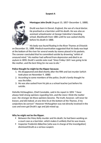 Jack the Ripper - series of lessons for KS3 or project based learning ...