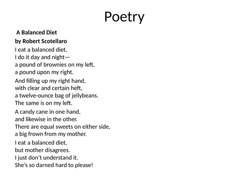 Guided Reading Year 3/4 LKS2 Balanced Diet Poem differentiated ...
