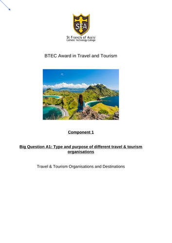 BTEC Travel & Tourism Teach award student work booklet - Component 1 ...