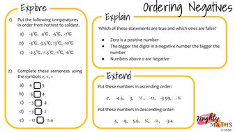 Ordering Negative Numbers | Teaching Resources