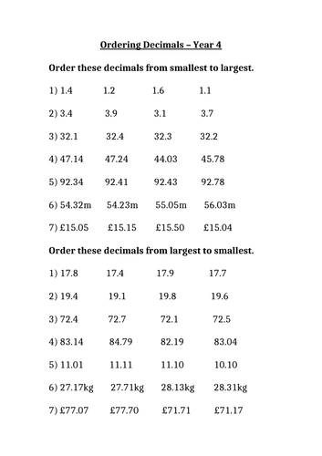 Fractions & Decimals Worksheets - Year 4 | Teaching Resources